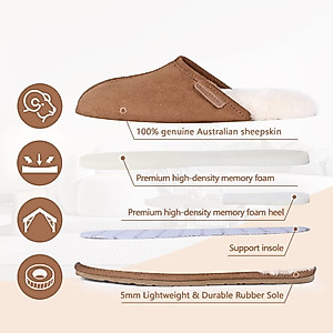FUZZYFOAMS Men's Darcy Genuine Australian Sheepskin Memory Foam Shearling Water Resistant Warm Slippers U822NXBD908.JA-Dark Chestnut-44