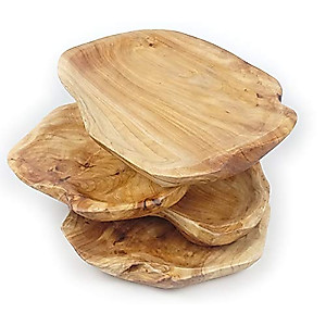EWEIGEER Wood Fruit Snack Dish Hand-Carved Candy Dish Natural Handmade Wooden Serving Tray Wood Root Carved Dish Fruit Bowl 12.5"