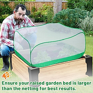 Upgraded Garden Netting - 3.3 × 3.3 × 1.65 FT Plant Covers Net for Square Raised Garden Bed, Ultra Fine Garden Mesh Netting Protection from Bird Pest Barrier Net Row Cover for Plant Fruit Vegetable