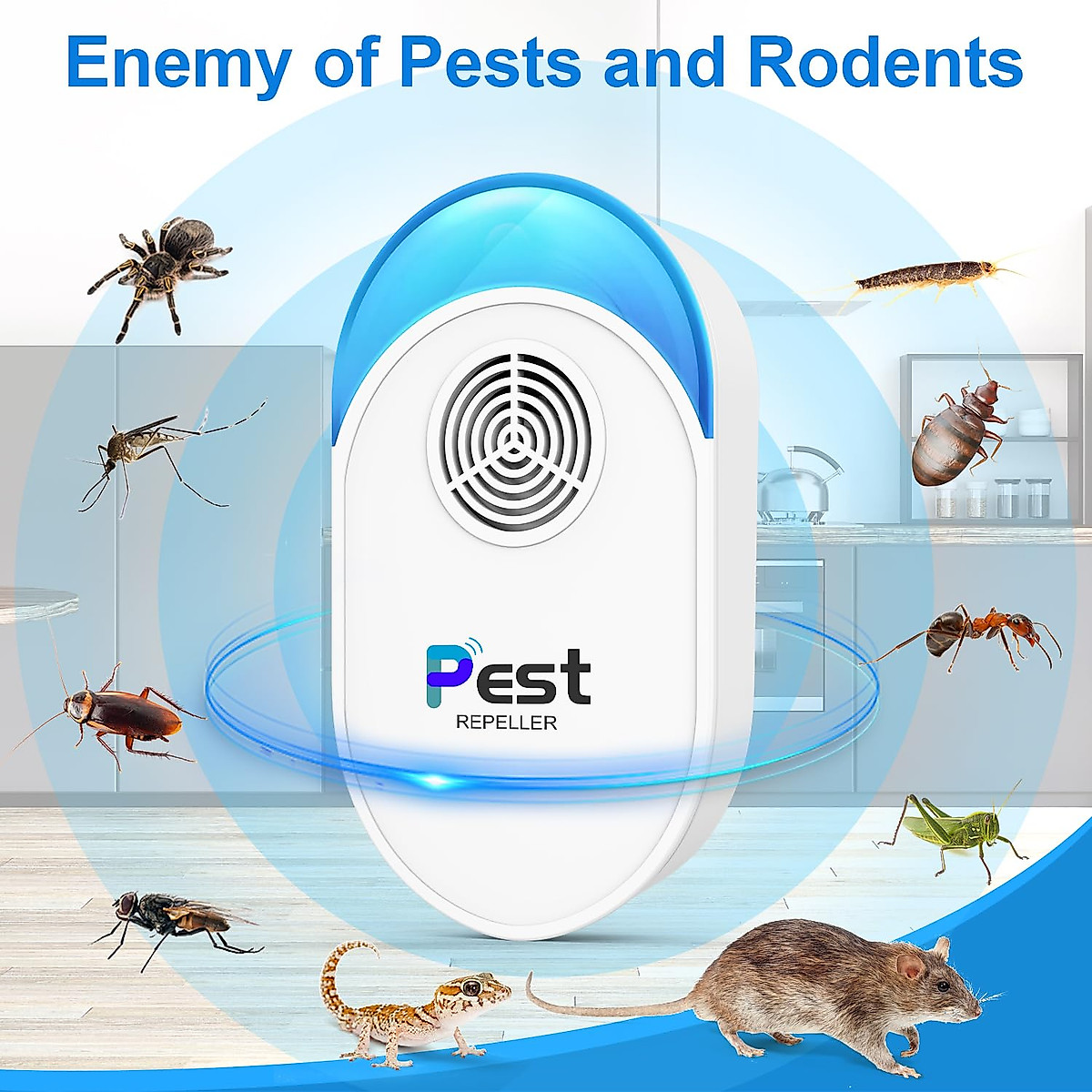 Upgraded Ultrasonic Pest Repeller, 2023 Indoor Mosquito Repellent, for Rodent, Roach, Mouse, Bugs, Mice, Spider, Electronic Plug in Pest Control for House, Garage, Warehouse,Hotel,6 Packs