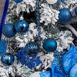XmasExp 24ct Christmas Ball Ornaments Shatterproof Christmas Ornaments Set Decorations for Xmas Tree Balls 40mm/1.57"(1.57'', Diamond Blue)