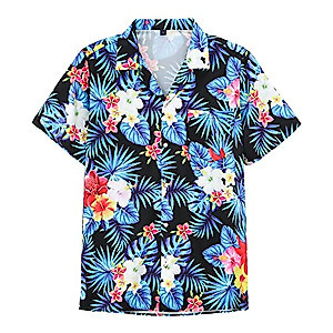 MRIGNT Men's Hawaiian Shirt Short Sleeves Printed Button Down Summer Beach Shirts
