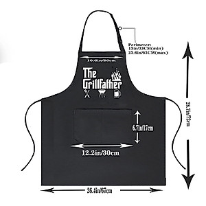POTALKFREE Funny Grilling Aprons for Men with Pockets, The Grillfather Waterproof Kitchen Cooking BBQ Apron for Dad Man Husband, Grill Gifts for Birthday Christmas Thanksgiving