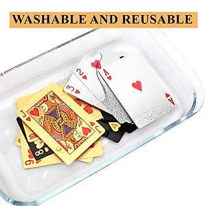 Yopay 6 Decks of Playing Cards, Luxury 24K Foil Waterproof Cards, Plastic Novelty Family Card Game Tools with 100 Dollar Pattern for Gift Travel Classic Party Game (2 Golden, 2 Silver, 2 Black)