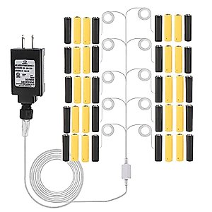 Delinx 2 or 3 AA LR6 R6 Battery Replacement,Dummy Batteries,1 to 10 AC 120V to 3V 4.5V Power Supply Adapter for Christmas Decorations LED Light, Indoor & Outdoor