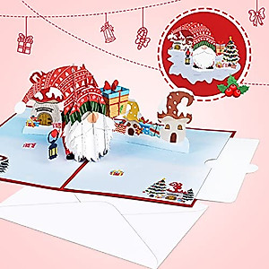 Mocoosy 4 Pack 3D Pop Up Christmas Cards Set, 5" x 7" Xmas Popup Greeting Cards for Kids, Holiday Blank Greeting Cards with Envelopes for Winter New Year Include Gnome Santa Christmas Tree Merry Christmas