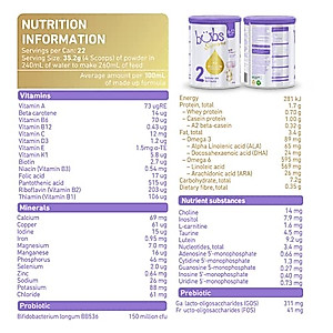 Bubs Supreme Follow-On Formula, Stage 2, Infants 6-12 Months, Made with A2 Beta-Casein Protein Cows Milk, 28.2 oz