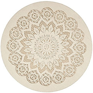 SAFAVIEH Blossom Collection 6' Round Ivory/Beige BLM108B Handmade Premium Wool Area Rug