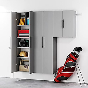 Prepac HangUps 24" Large Garage Cabinet, Bathroom Cabinet Wall Mount, Laundry Cabinet, Kitchen Wall Cabinet, Ideal for Garage, Kitchen and Laundry Organization 24" W x 72" H x 12" D, Light Gray