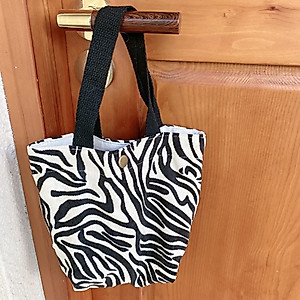 Chezi Animal Print Corduroy Mini Tote Bag 10x8x4 (zebra)