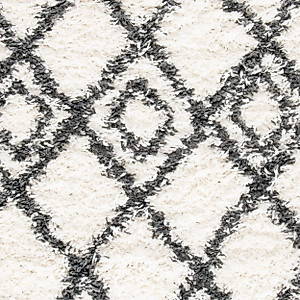 SAFAVIEH Moroccan Tassel Shag Collection Area Rug - 5'3" x 7'6", Ivory & Dark Grey, Boho Design, Non-Shedding & Easy Care, 1.5-inch Thick Ideal for High Traffic Areas in Living Room, Bedroom (MTS335A)