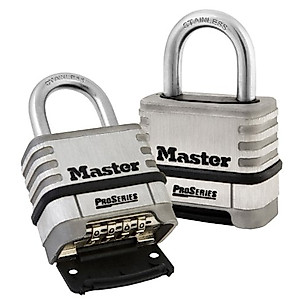 Master Lock 1174D Padlock, 1.5" x 2.2" x 3", Stainless Steel