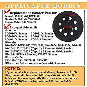AxPower 4 Packs 5 inch 8 Hole Replacement Sander Pads 5" Hook and Loop Sanding Backing Plates for Makita 743081-8 743051-7, DeWalt 151281-08 DW4388, Porter Cable, Hitachi 324-209
