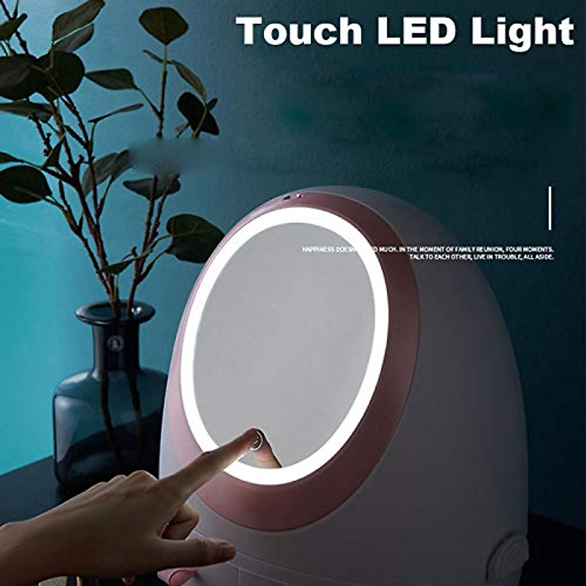 FQYYDD Illuminated Makeup Mirror Usb Cosmetics Storage Box Dust Drawer Makeup Mirror With Led Light