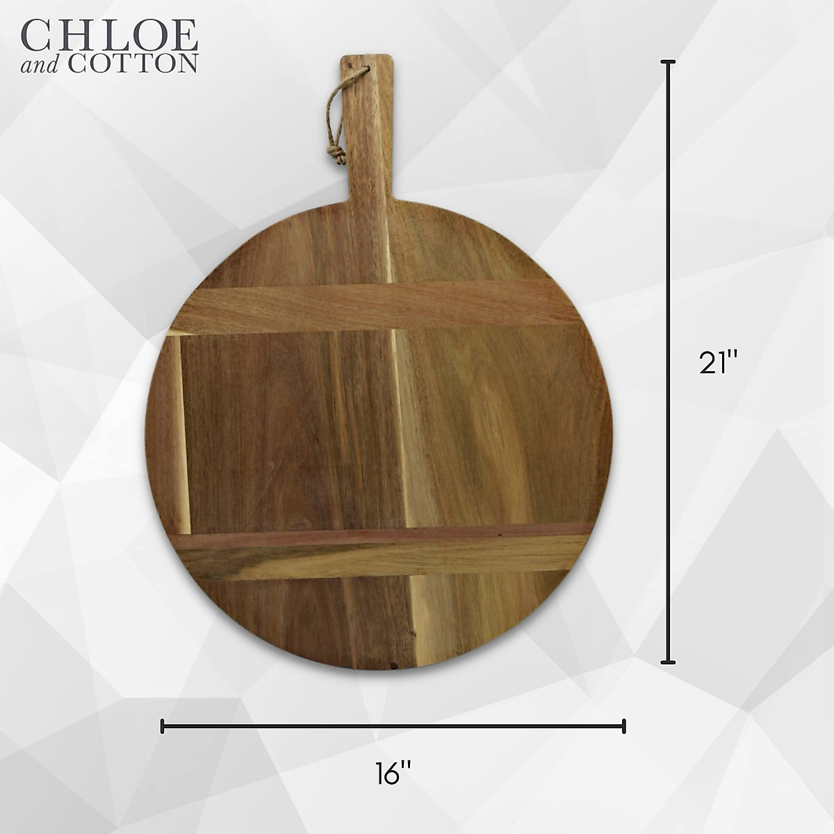 Chloe and Cotton Acacia Wood Diameter 16 Inch Oversized Serving Board | Large Cheese Board | Charcuterie Board for Serving Cheese, Meat, Crackers, and Wine | Unique Gift (Round Cutting Board)