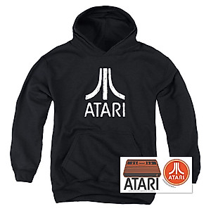 Popfunk Atari Video Game Console Retro Logo Kids Youth Pullover Hoodie & Stickers (Medium)