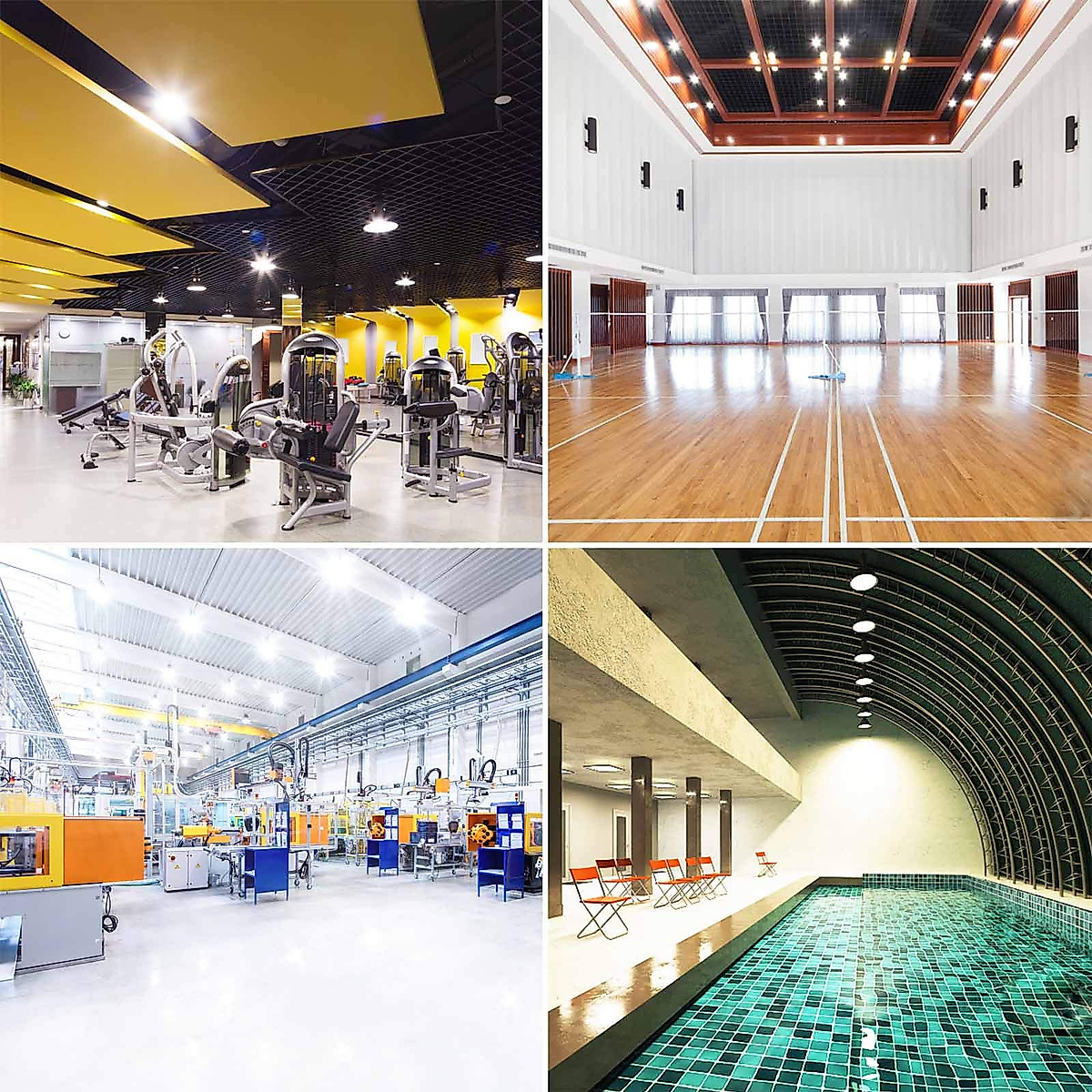 LED UFO High Bay Light, 150W 21,000LM Daylight 5000K Shop Light Fixture, IP65 Waterproof 600W HID Equiv. with Hanging Hook and Safe Rope, Commercial Grade Lighting for Warehouse, Workshop-by BRILLIRARE, UFO-150W, Grey