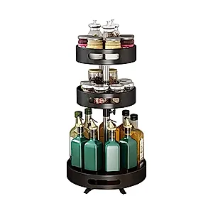 BULTIWEUD 3 Tier Lazy Susan Turntable Spice Rack Organizer Food Storage Container for Kitchen Cabinet, Spinning Organizer for Spices,Condiments,Black