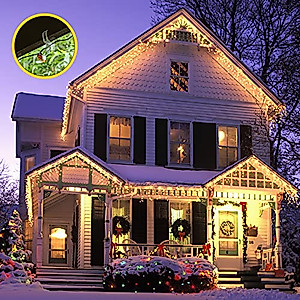 Sekmet 200pcs Holiday Light Clips Christmas Light Hooks,Gutters&Shingle Hooks, Roof, Fence Hooks for Hanging Mini, C6, C7, C9, Rope, Icicle String Lights and Other Outdoor&Indoor Lights, Tool Free