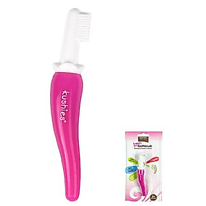 Kushies Flexible Training Toothbrush for Infants Fuschia, 1% Silicone, Latex Free