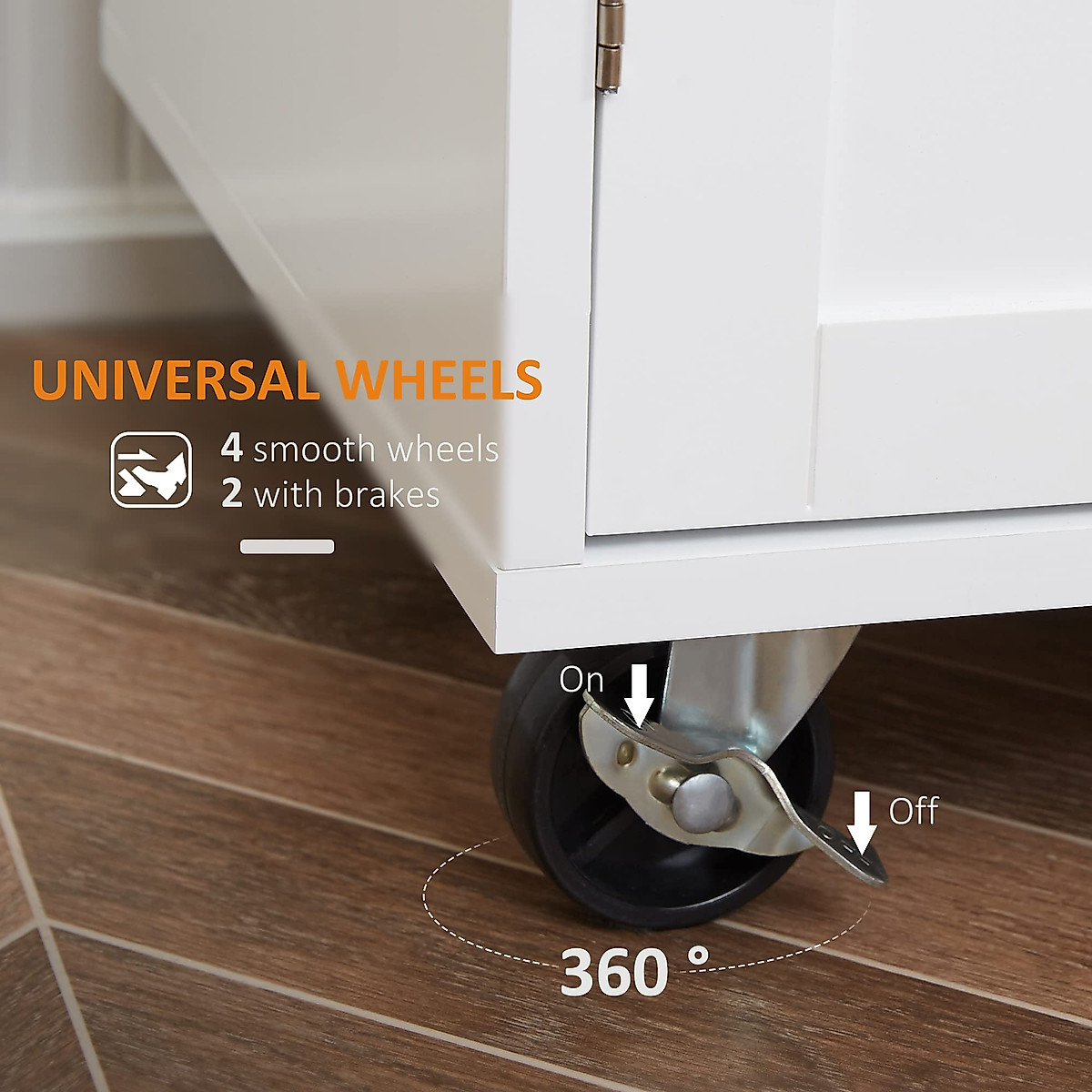HOMCOM Kitchen Island Cart Rolling Trolley Cart with Drawer, Storage Cabinet & Towel Rack, White