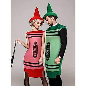Xtinmee 4 Set Crayon Costume for Adults, Halloween Crayon Fancy Dress Funny Outfit for Halloween Cosplay Dress up, One Size (Yellow, Red, Green, Blue)