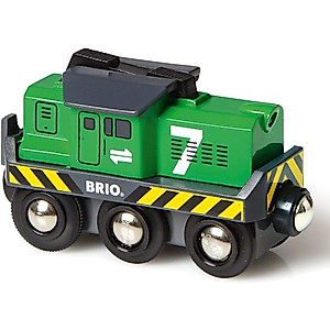 BRIO World 33214 - Freight Battery Engine - Engaging Wooden Toy Train Set for Kids Age 3 and Up | Battery Powered | Interactive Play | Ideal