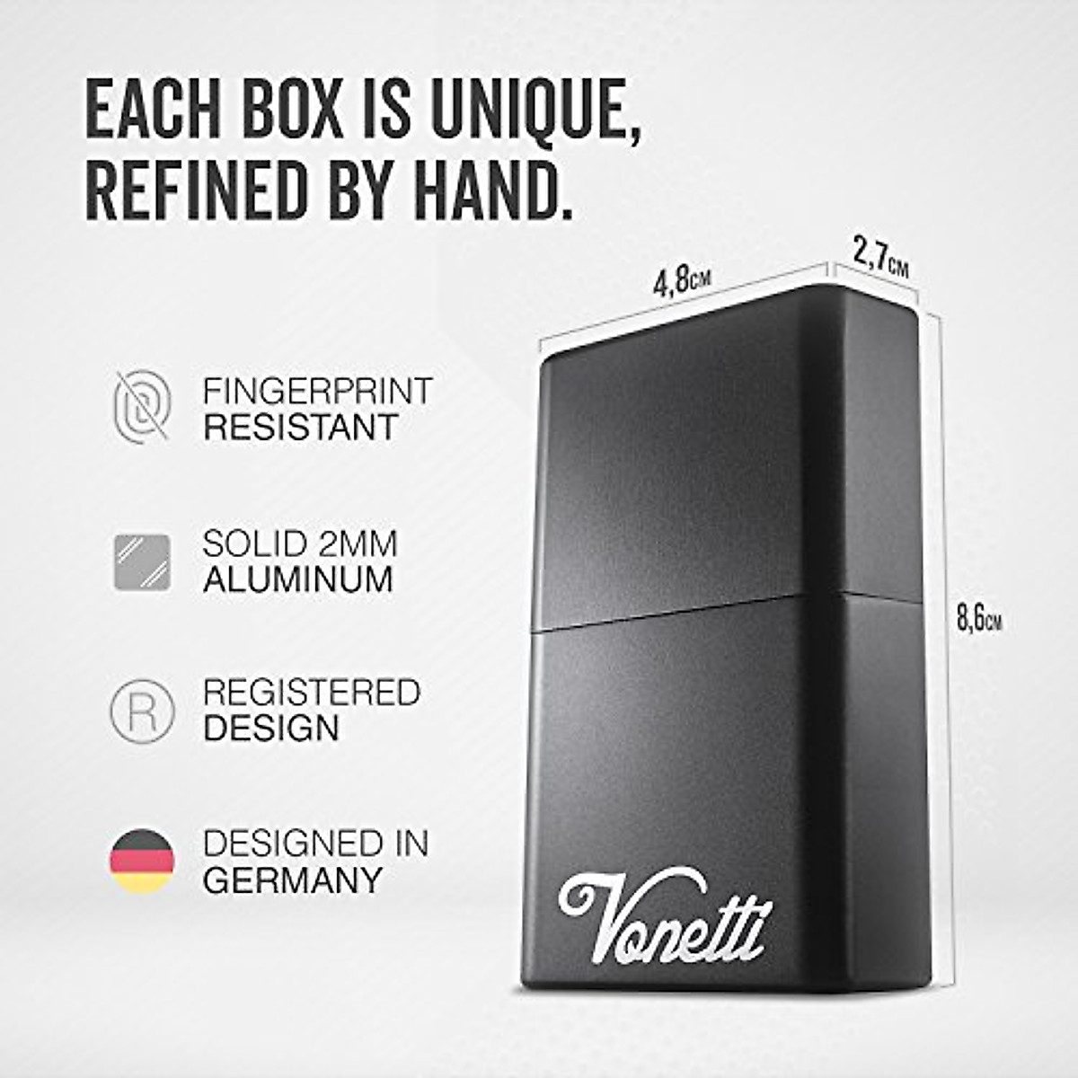 VONETTI Alpha Shield Originale - Premium RFID Signal Blocker Box - Smart Car Key Faraday Signal Protector, Keyless Go RFID Blocking Case, Crypto Wallet Safe Box, Signal Blocker Faraday Tin (Black)