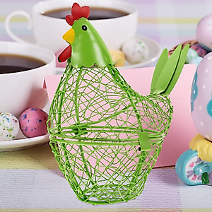 Egg Gathering Basket Egg Basket Metal Wire Egg Baskets Easter Hen Shape Chicken Egg Basket Farmhouse Kitchen Organizer for Eggs Fruit Kitchen Living Room Home Decor