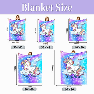 YESCUSTOM Personalized Custom Name Blankets for Baby Boys Girls, Rainbow Unicorn Toddler Throw Blanket Soft Fleece for Kids Bedroom Decor, Couch,Birhtday Gift for Kids Blankets