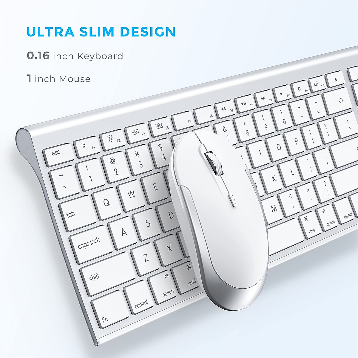 Bluetooth Keyboard Mouse for Mac, Ultra Slim Wireless Keyboard Mouse Combo for Mac, Rechargeable, Multi-Device, Compatible with MacBook Pro, MacBook Air, iMac, iPad