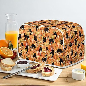 Talayituse Cat Pumpkin Print Toaster Cover 4 Slice Bread Toaster Oven Cover Halloween Decoration Washable Toaster Cover with Top Handle Kitchen Small Appliance Covers Bakeware Protector