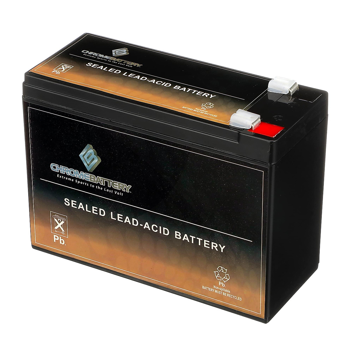 Chrome Battery 12V 10AH Maintenance-Free Battery for Alarm Systems, Scooters, Toys, Emergency Lights, and More - Nut and Bolt (T3) Terminal