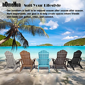 Folding Adirondack Chairs Set of 2, Outdoor Patio Weather Resistant Chair, Imitation Wood Stripes, Easy to Fold Move & Maintain, Plastic Chair for Backyard Deck, Garden & Lawn Porch - Lake Blue