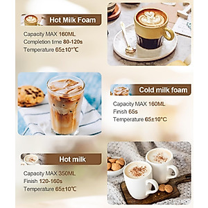 NWOUIIAY 4 in 1 Milk Frother Electric and Steamer 11.8oz/350ml Hot/Cold Foam Maker Intelligent Temperature Control Electric Milk Warmer for Latte/Coffee/Hot Chocolate/Cappuccino