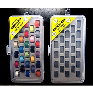Tidy Craft – Bobbin Box Organizers Set of Two - Case with Snap Tight Lid for Your Sewing and Quilting Needs - Includes 28 Threaded Bobbins in 1 Box and Empty Box Holds 28