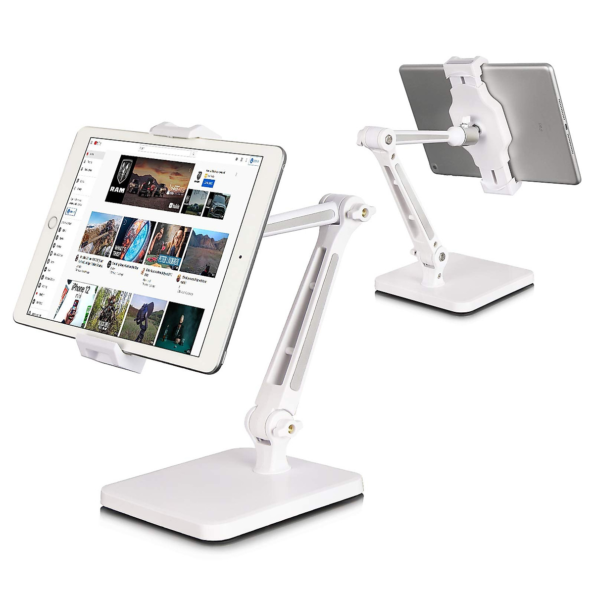 DoubleSun iPad Stand Holder, Tablet Stand Adjustable - 360° Swivel Folding iPad Stands and Holders for Desk Fits Phone iPad Air Mini Pro, Kindle, Fire, Surface, (4.7''-12.9'')