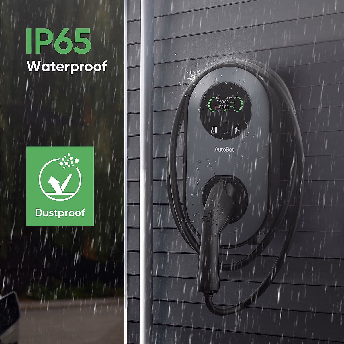 AutoBot Home Electric Vehicle (EV) Charger Level 2, Extra 2 RFID Card, 40Amp, 240V, NEMA 14-50 Plug, Indoor/Outdoor EVSE, 25-Foot Cable for All EVs, Gifts