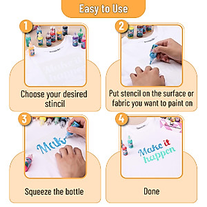 Mr. Pen- 3D Fabric Paint Set, 12 Colors, 0.67 oz, Puffy Paint for Fabric, 3D Paint, Puff Paint for Clothing, T-Shirt Paint, Puffy Paint for Crafts, Puffy Fabric Paint, Fabric Paint for Clothes