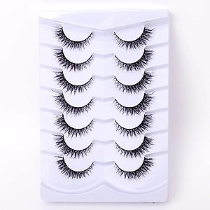 SQYlashes False Eyelashes Short Lashes Natural Look, Wispy Lashes Cat Eye 12mm - 7 Pairs, ZG67