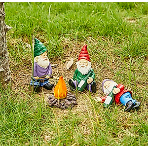 Extra Large Drunk Garden Gnomes Figurines | Set of 4 | Funny Dwarf Knomes Around Fire Pit, Adorable Naughty Drunken nombs Indoor & Outdoor Decor - Patio, Porch, Yard Lawn Art (Naughty Firepit Set)