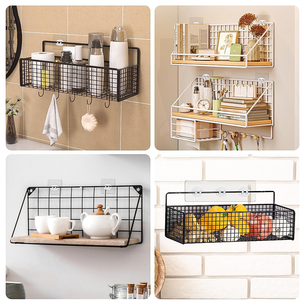 Qianyu 14 Pack Clear Shower Caddy Strong Adhesive Replacement Stickers Waterproof No Drilling Hooks Corner for Shelf Basket Kitchen Racks Bathroom Wall Hanging Shelves Storage Room Soap Holder