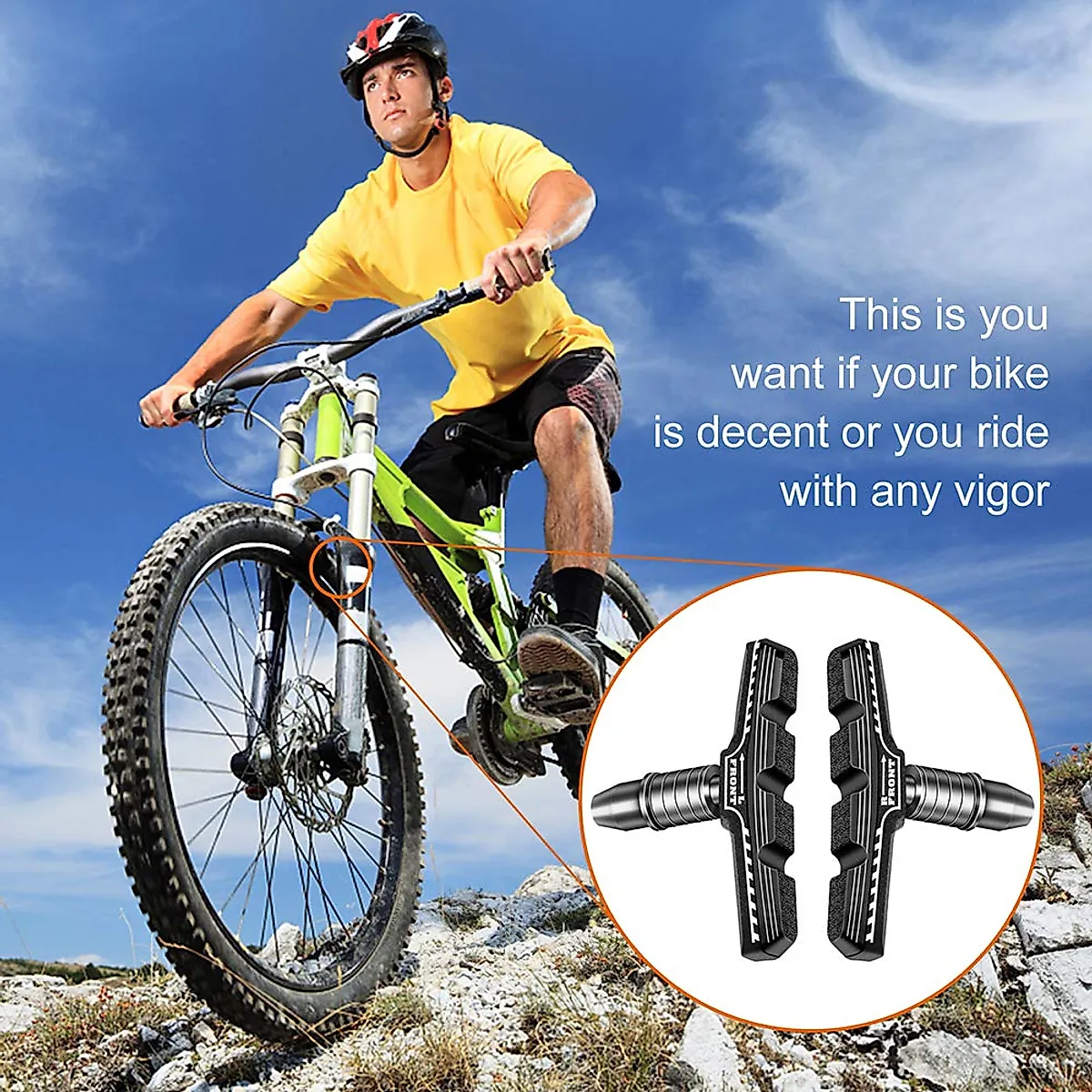 Bike Brakes Pads Set, Brakes Kit, Road Mountain Cycle Bicycle Rubber Universal V-Brake Blocks Shoes with Hex Nut Tools and Shims, No Noise No Skid, 70mm, Fits Most Bikes MTB City Folding Bike Pads