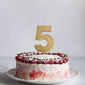 LUTER 3.94 Inches Oversized Birthday Candles Gold Glitter Birthday Cake Candles Number Candles Cake Topper Decoration for Wedding Party Kids Adults, Number 1