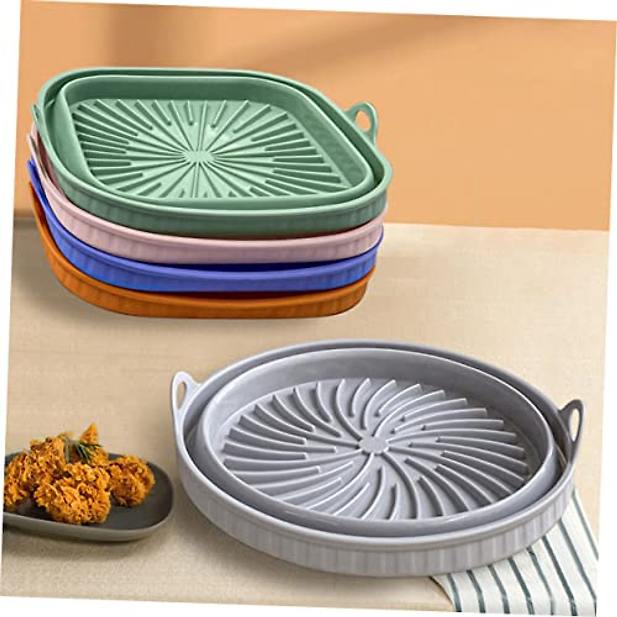 SOLUSTRE 10 Pcs Air Fryer Pan Air Fryer Oven Pan Para Air Fryer Silicone Air Fryer Round Steamer Liner Air Fryer Pad Oven Baking Basket Silicone Air Fryer Mat Air Fryer Liner Pad