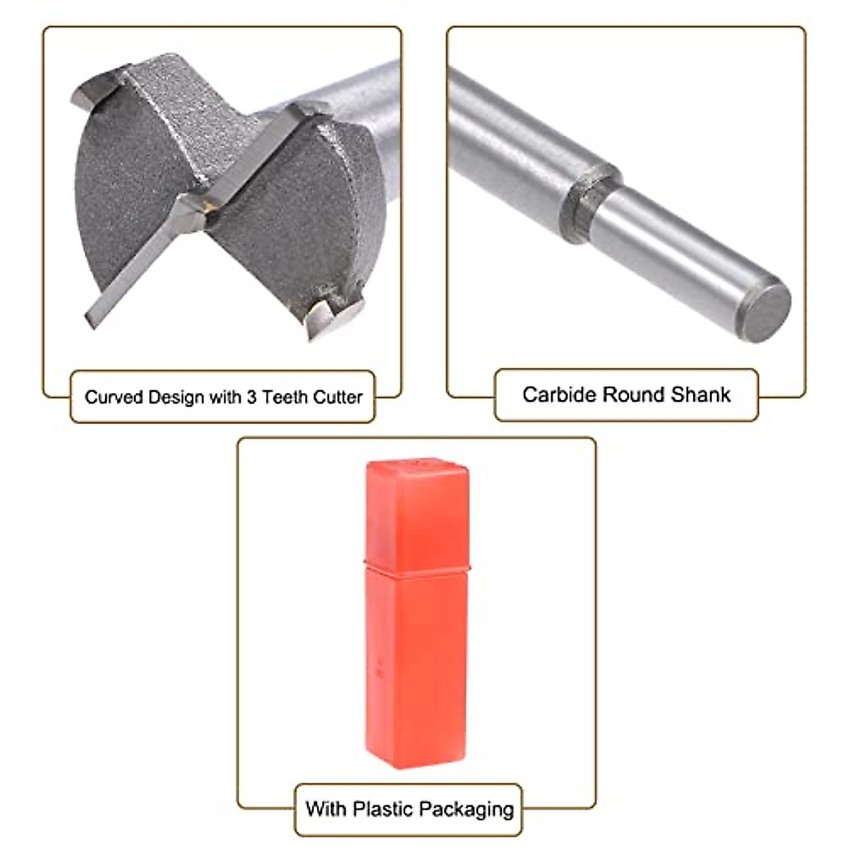 uxcell Forstner Drill Bits Set 24mm Dia. & 25mm Dia. Tungsten Carbide Wood Hole Saw Auger Opener, Woodworking Hinge Hole Drilling Boring Bit Cutter