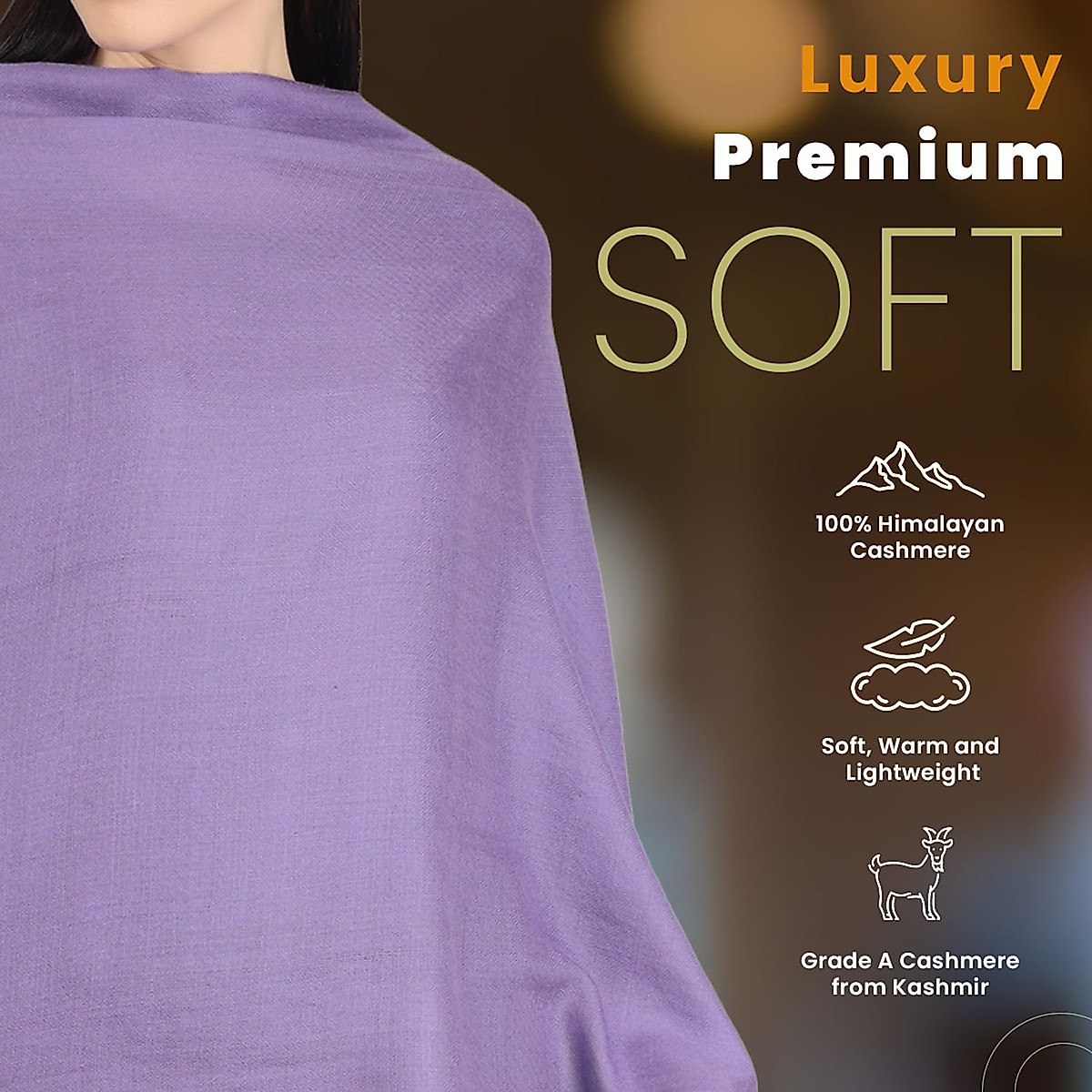 PASHWRAP 100% Himalayan Ultra Thin Cashmere Wrap |Soft Lightweight Cashmere Scarf | Kashmiri Pashmina Shawl | Luxury Gift For Women | Ideal For Travel (Mauve)