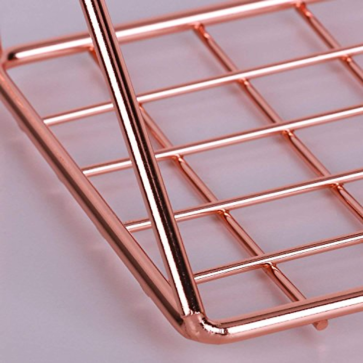 GRIDYMEN Straight Flat Display Shelf for Wall Grid Panel, Wire Hanging Organizer Rack Bin Storage Mountable, 11.8" Width x 4.3" Depth, Rose Gold