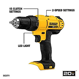 DEWALT 20V MAX* Cordless Drill Combo Kit , 4-Tool (DCK466D2)