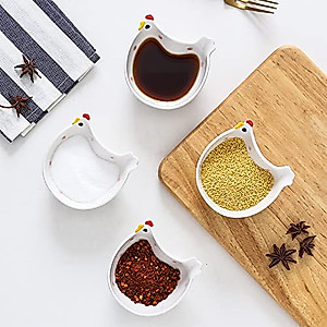 Yeexoxow Ceramic Soy Sauce Dishes, Cute Chicken Shaped, Small Dipping Bowls 3 oz, Mini Sauce Bowls Set of 4, Fun Chicken Gift for Chicken Lovers